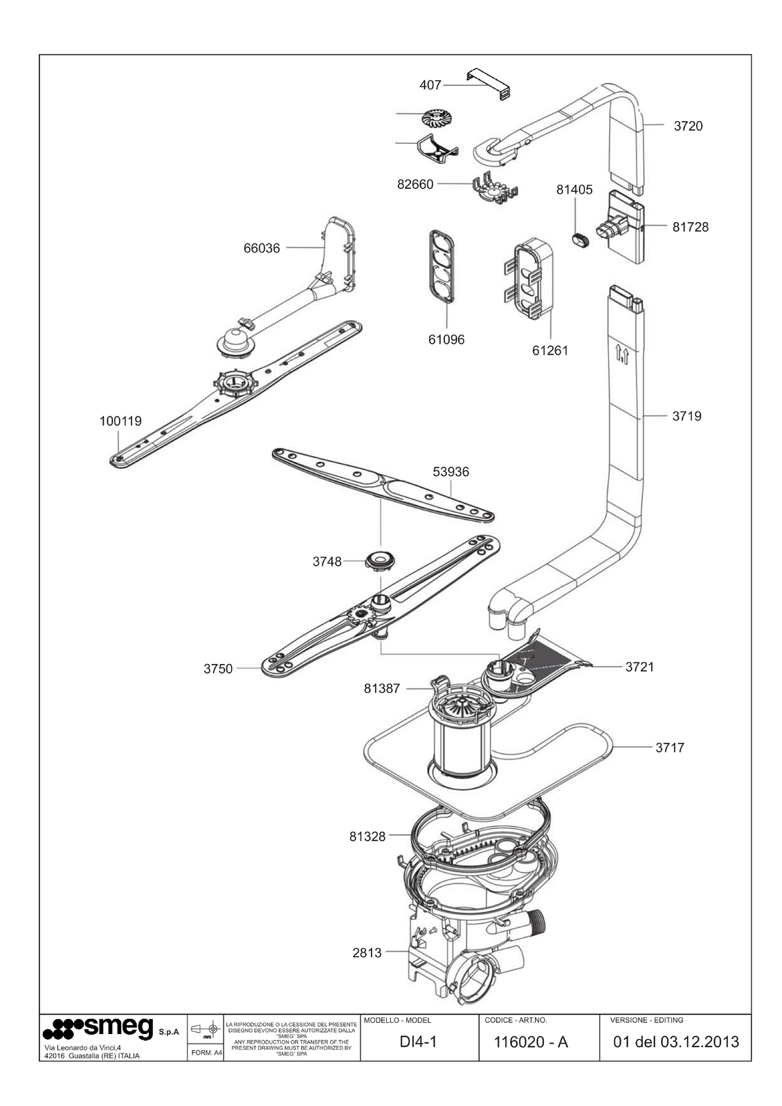 Genuine Spray Arm Duct Connector for Smeg Dishwashers | Suits DI4-1 ...