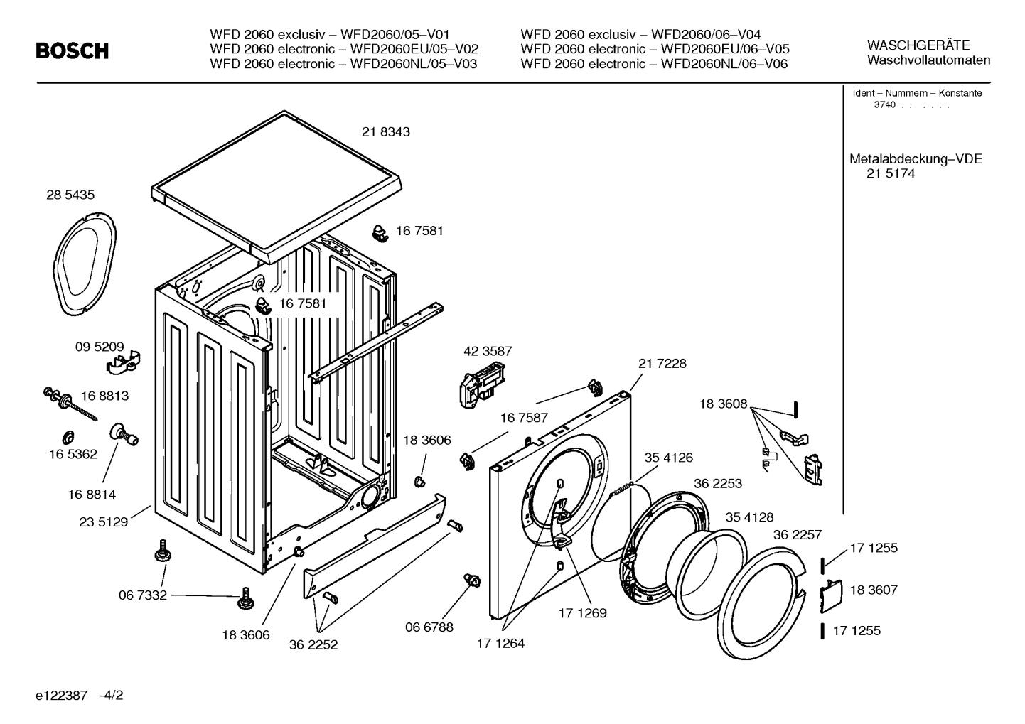 Genuine hinge-window for BOSCH FRONT LOADER. Suits: WFD2060, Spare Part ...