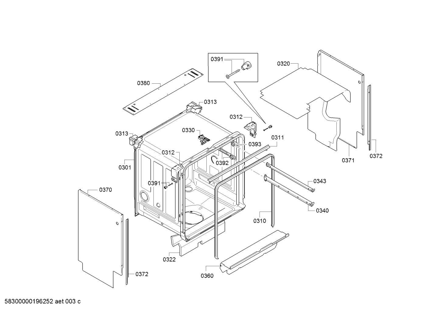 Genuine valve-outlet for BOSCH. Suits: SME68TX26E, Spare Part No: 11033896