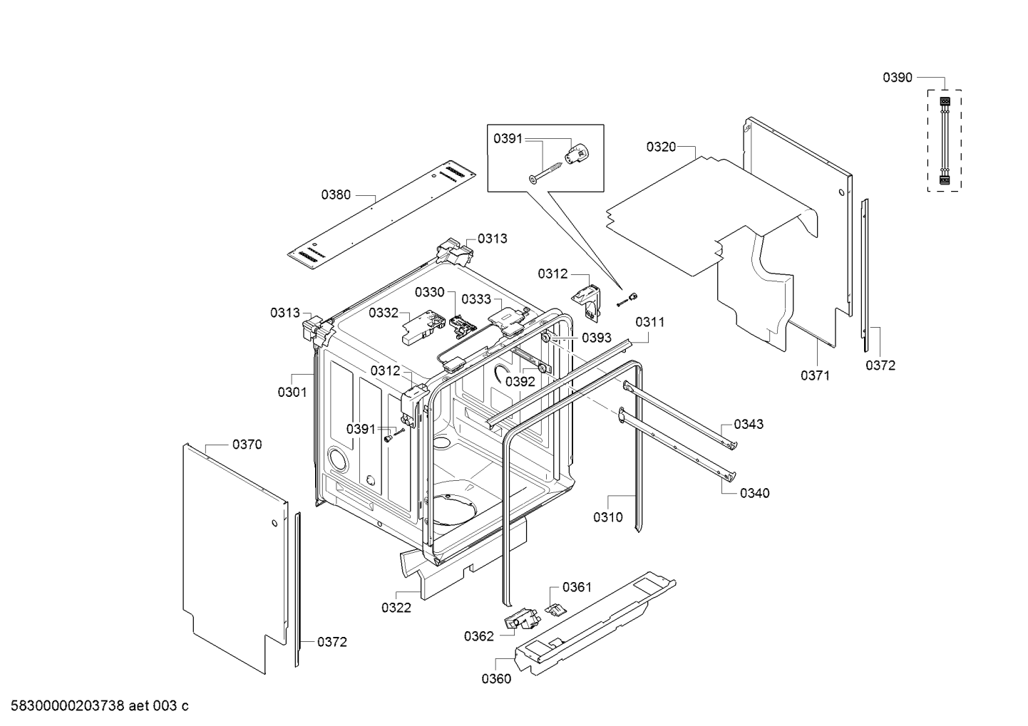 Genuine foot for BOSCH Dishwasher fully integrated. Suits: SMV88TD06R ...
