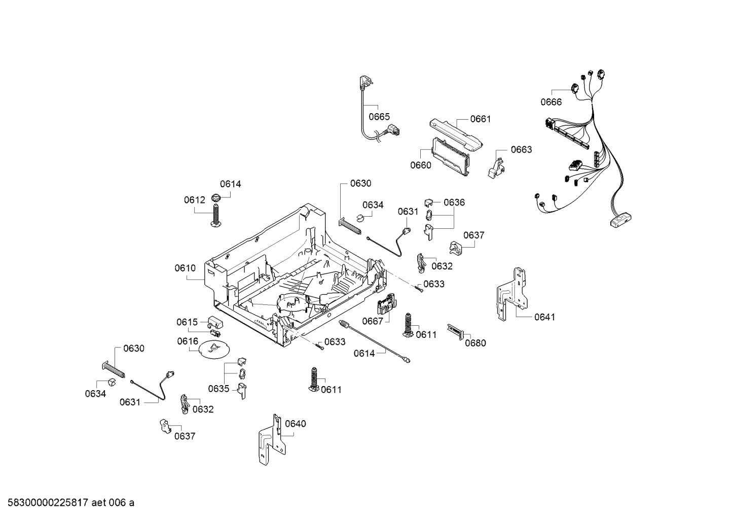 Genuine sump for BOSCH. Suits: SMV4ECX14E, Spare Part No: 00668102